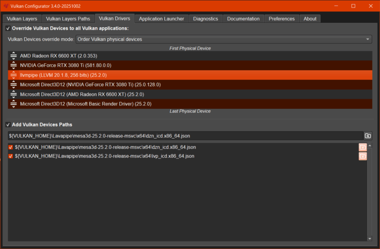 Introducing the Vulkan Drivers Tab - LunarG